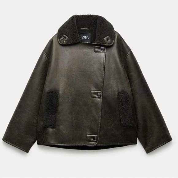 Zara | Jackets & Coats | Zara Relaxed Double Faced Faux Shearling ...